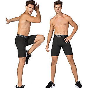 Compression Shorts Men 3 Pack, Dry Fit Compression Underwear Spandex Running Shorts Mens Workout Athletic Short Pocket