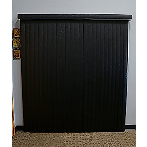Black Frisco Textured Vinyl Vertical Blinds with 3-1/2" Embossed Vanes 68" Wide x 72" Long Cordless