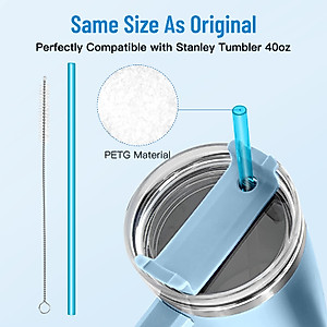 Replacement Straws Compatible with Stanley 40oz Cup Tumbler, 10 Pack Colorful Reusable Straws with Cleaning Brush for Stanley Adventure Travel Tumbler, Plastic Straw for Stanley Accessories