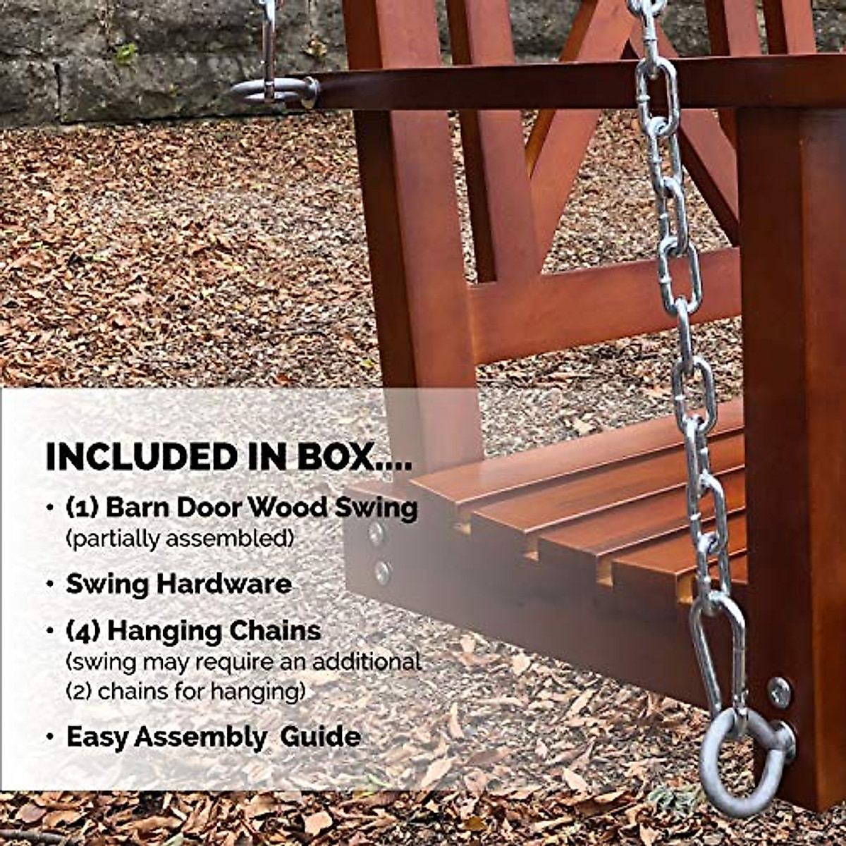 BACKYARD EXPRESSIONS PATIO · HOME · GARDEN 914894 4ft. Rustic Finished Fir Wood (2) Person Porch Swing | Capacity 450lbs, Mahogany