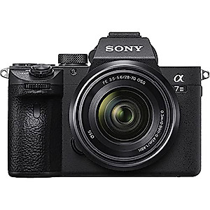 Sony a7 III Mirrorless Camera (Black) with Sony FE 28-70mm f/3.5-5.6 Bundle + Accessories (LED Light, 256Gb Memory, Extra Batteries and More)