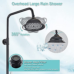 Gmusre Oil Rubbed Bronze Bathroom Shower Faucet Set Outdoor Shower Fixture 8 Inch Rainfall Shower Head Handheld Spray Tub Spout Wall Mounted Mixer Shower System with 12 Inch Extension Tube