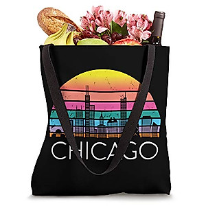 Retro Chicago Architecture Skyline Vintage Deep Pizza River Tote Bag