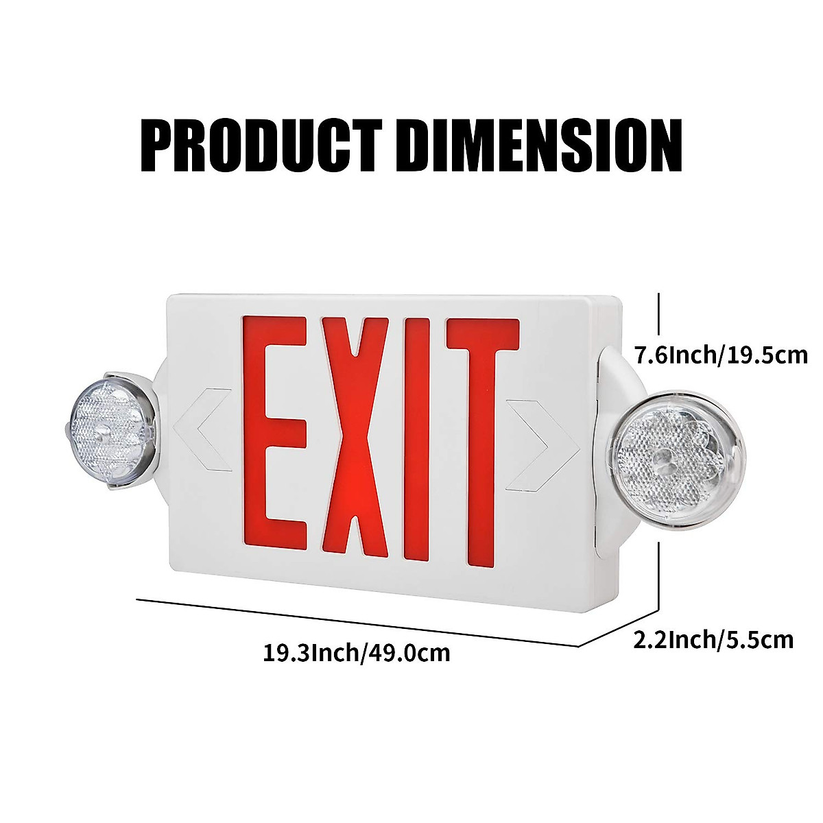 AKT LIGHTING Emergency Exit Light, Adjustable Two LED Head Exit Sign Light, Commercial Emergency Exit Lighting Combo with Back-up Battery for Business UL Certificated(Red, 6 Pack)