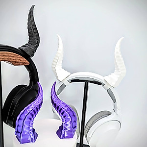 BeamTeam3D Spiky Devil Horns for Headphones - Demon Headphone Attachment in Various Colors with Self Fastener - Cosplay Devil Ears for Gamers and Streamers (Set of 2) (Sparkle Black)