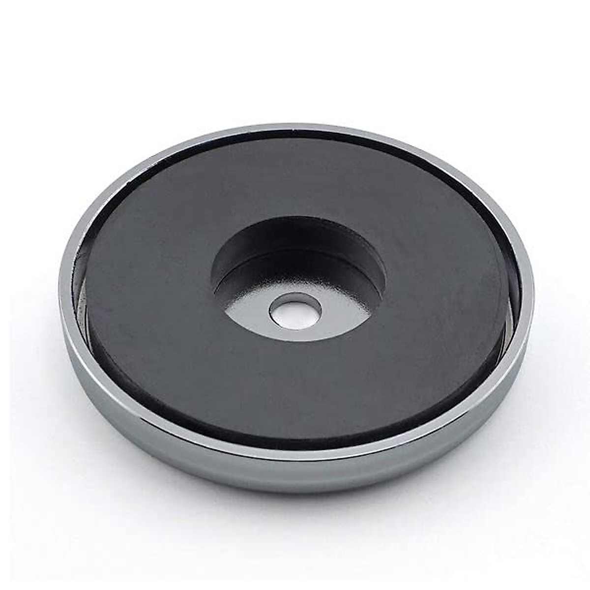 Walker Partners Round Base Cup Magnet with Hole for mounting, 50 lbs Pulling Power 2.4 inch Diameter 4-Pack, Chrome