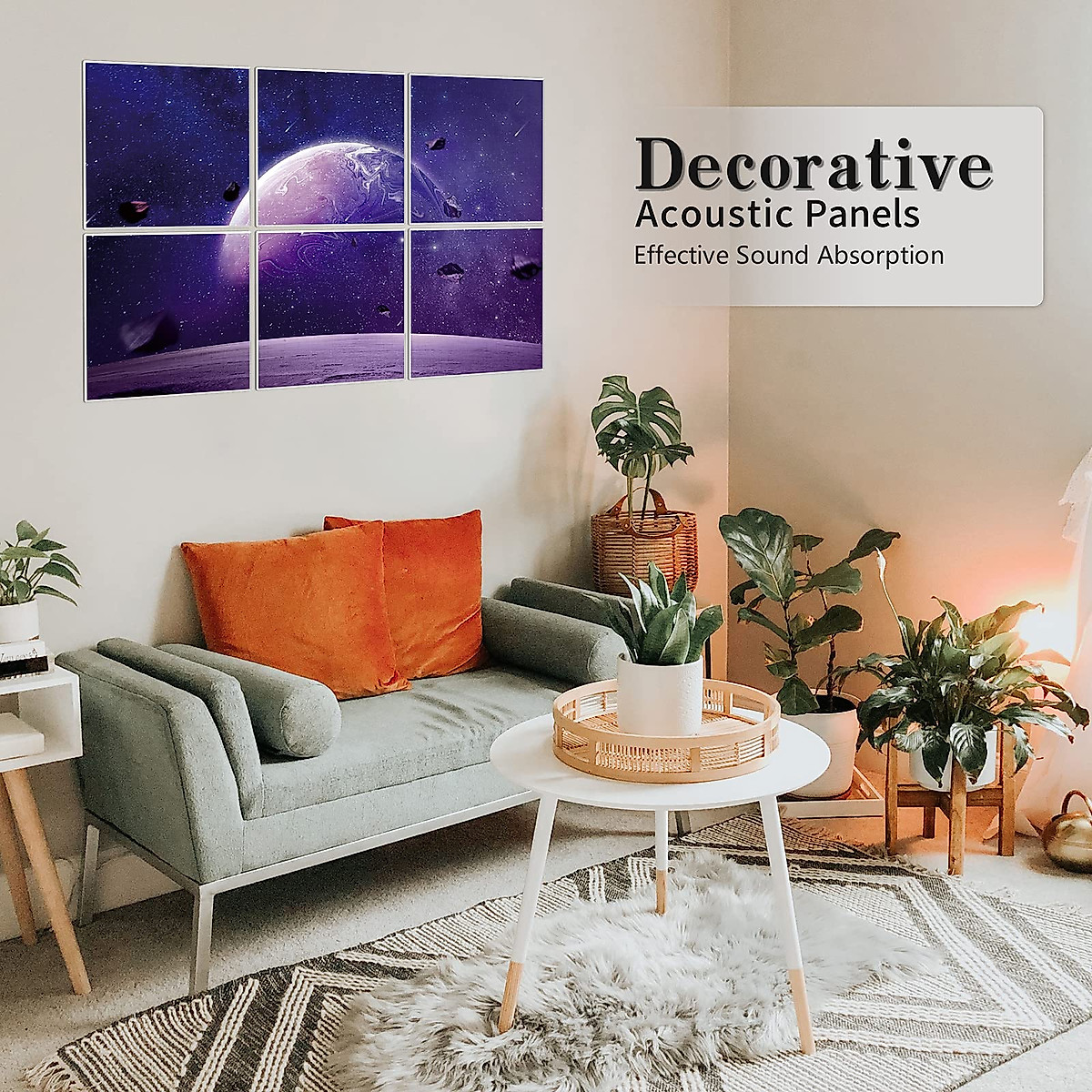 GoTiling Acoustic Panels Art Decorative Sound Absorbing Wall Panel High Density Felt Soundproofing Panel for Walls Acoustic Treatment for Studio,Office and Home, 11.5’’ X 11.5’’inch, 6 Pack, Earth