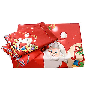 JERYMUND Christmas Duvet Cover Queen Size, Santa Claus Deer Pattern Luxury Bedding Set, Comforter Cover with Zipper