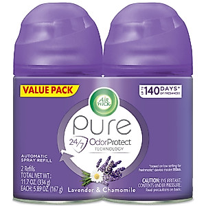 Air Wick Automatic Air Freshener Spray Refill, 2ct, Lavender & Chamomile, Odor Neutralization, Essential Oils