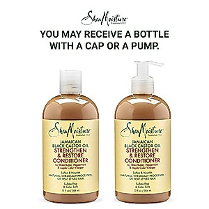 Shea Moisture Curly Hair Product Bundle Shampoo 16 Fl Oz, Conditioner 13 Fl Oz, Leave in Conditioner 15 Oz, Jamaican Black Castor Oil for Healthy Hair Growth, Strengthen & Restore, Sulfate Free