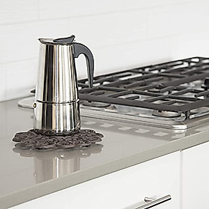 gasaré, Trivet for Hot Dishes, Pots and Pans, Metal Trivet, Victorian Design, Cast Iron, Rubber Feet Caps, Ring Hanger, 8 Inches, Brown Finish, 1 Unit