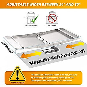 Grill Grease Tray Replacement for Dyna Glo With Catch Pan- Adjustable Grease Drip Pan Replacement, Bottom Grease Tray for Gas Grill Models from Nexgrill, Expert Grill, BHG and More (Width 24"-30")