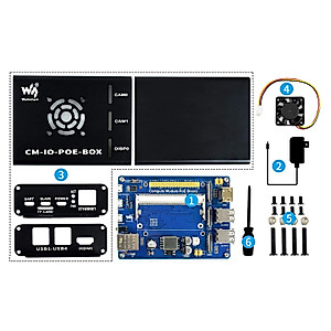 TOP1 CM-IO-POE-Box Compute Module Mini-Computer with Compute Module PoE Board Based On Raspberry Pi Compute Module CM3/3+ Series Support 2 CSI Cameras PoE Power Over Ethernet