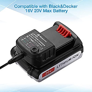 Powerextra 20 Volt Lithium Battery Charger LCS1620 for Black and Decker 16V 20V Lithium Ion Battery LBXR20 LBXR20-OPE LB20 LBX20 LBX4020 LB2X4020 LBXR2020-OPE BL1514 LBXR16