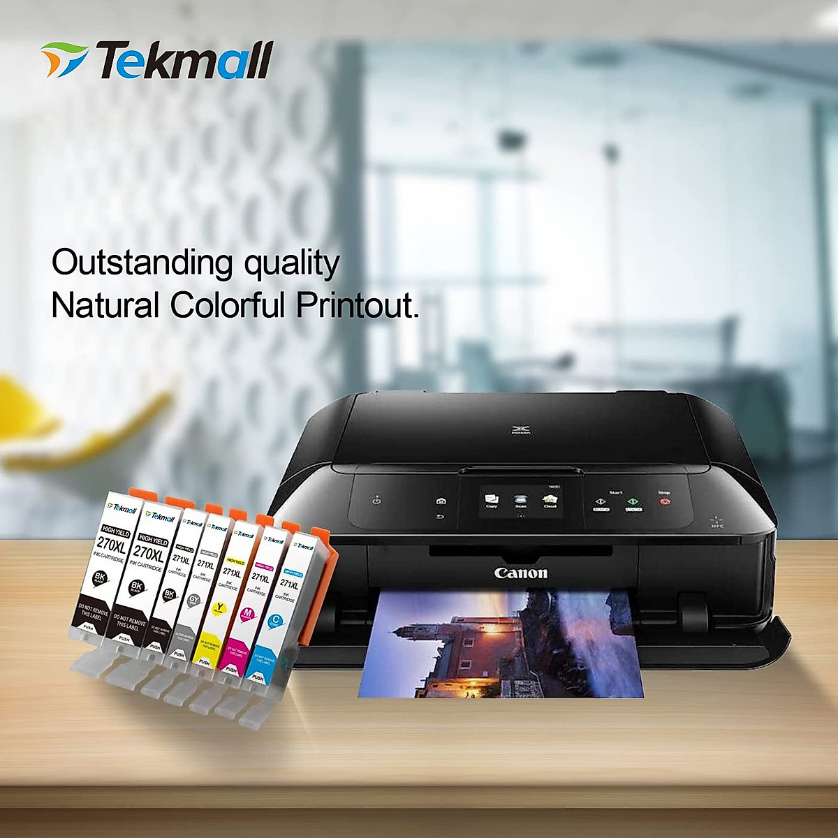 TekMall Compatible Ink Cartridges PGI-270XL CLI-271XL Ink 271 Ink 270 271XL 270XL Used for PIXMA MG7720 TS9020 TS8020 MG6821 TS9000 MG7700 MG6820 Printers 7 Pack (2*PGBK, BK, C, M, Y, GY)
