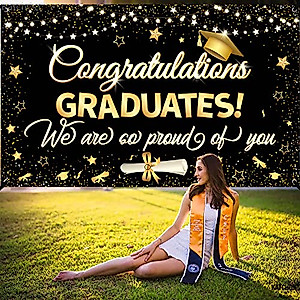 Congratulations Graduates Banner - 72x44 Inch | We Are So Proud Of You Banner for Class of 2023 Graduation Decorations | Graduation Banner, Graduation Party Decorations 2023 | Congratulations Banner