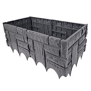 Covoeak Garden Edging Flower Border Fence Plastic Imitation Stone Brick for Decorative Outdoor Lawn Patio Courtyard (6 Pack, Gray)