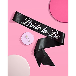 xo, Fetti Black Bride to Be Sash | Bachelorette Party Decorations, Iridescent Bridal Accessory, Bridal Decorations, Engagement Decor