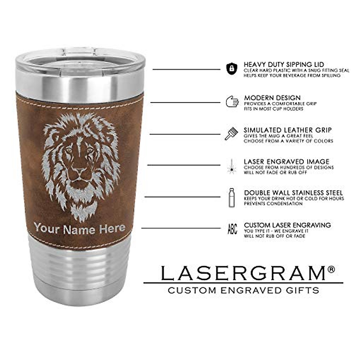 LaserGram 20oz Vacuum Insulated Tumbler Mug, Flag of El Salvador, Personalized Engraving Included (Faux Leather, Rustic)