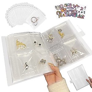 Transparent Jewelry Storage Book, Jewelry Organizer Travel, Jewelry Organizer for Rings, Necklace, Bracelets, Earrings, Portable Anti Oxidation Travel Jewelry Organizer Book (160 Grids + 50 PVC Bags)