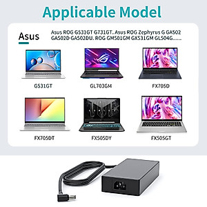 200W AC Laptop Charger for ASUS Rog Zephyrus G14 G15 GA503 GA503QM GA503QS GA503QR GA401I GA502 GA502D GA502DU GA502IU GA401 GA401II GA401IV ADP-200JB D ADP-180TB H Power Supply Adapter
