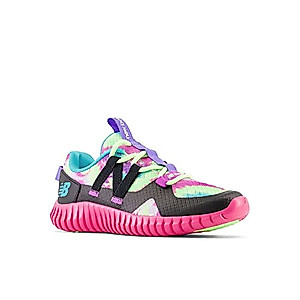 New Balance Girls PLAYGRUV V2 Bungee Sneaker, Hi-Pink/Black/Cosmic Rose, 2 Wide Little Kid