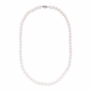 14K Gold AAAA White Freshwater Cultured Pearl Silk-Knotted 18" Strand Princess Pearls Necklace - Choice of Pearl Size & Clasp Gold Color