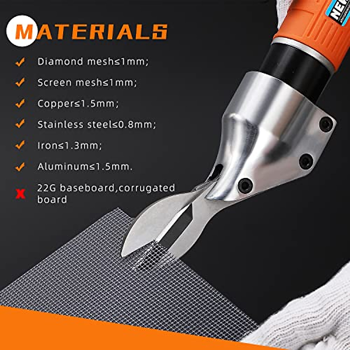 NEWTRY 2600RPM Pneumatic Metal Shear Cutter 2-Blade Pneumatic Scissor Metal Stainless Steel Sheet Metal Cutting Tools Industrial Air Cutter for Iron, Aluminum Sheet, Screen Mesh(Standard A)