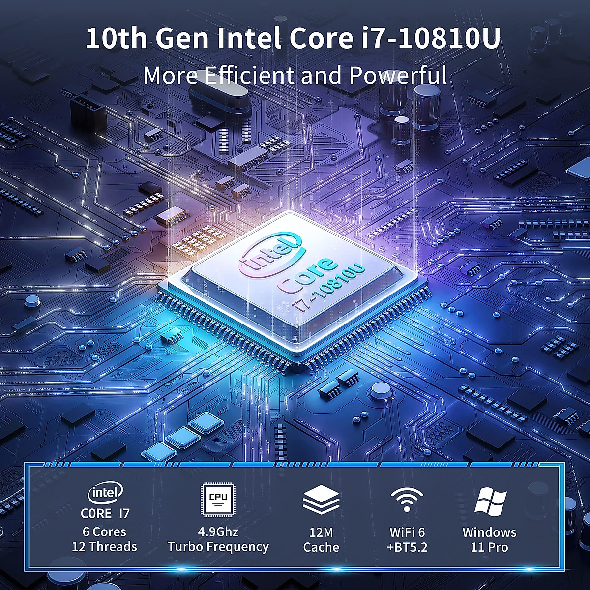 ASBS Mini PC, Intel i7-10810U(6 Cores, Turbo 4.9GHz),Mini Desktop Computer for Business,Gaming,16GB DDR4 512GB SSD(Max 64GB, 8TB),4K Triple Display,WiFi 6,BT5.2 for Office/Study/Home