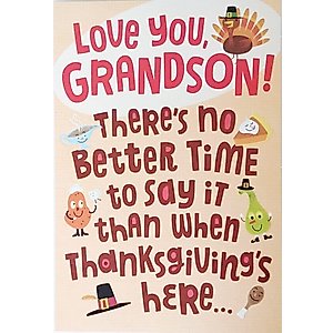 Greeting Card You're A Grandson To Be Thankful For At Any Time of Year Happy Thanksgiving
