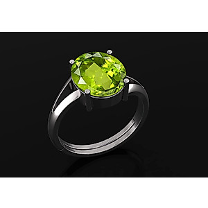 LMDPRAJAPATIS Natural Peridot Certified Jewelry Gifts Ring 5.25 Rati / 4.25 Carat Astrological Birthstone 925 Sterling Silver adjustable Ring For Men Or Women