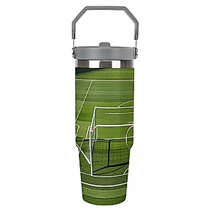 WITHSBKK 30oz Car Cup Football Goal Post Sports Area Printed with Portable, Stainless Steel Travel Mug, Vacuum Insulated Tumbler And Straw, Leakproof for Car & Outdoor, UV Printed Design