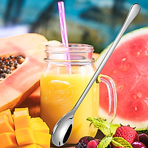 Coffee Spoon,4 Pcs Long Coffee Spoons for Coffee Bar,8-Inch Long Handle Iced Tea Spoon,Bar Spoon Cocktail Mixing Stirrers for Drink Silver (4, Silvery)