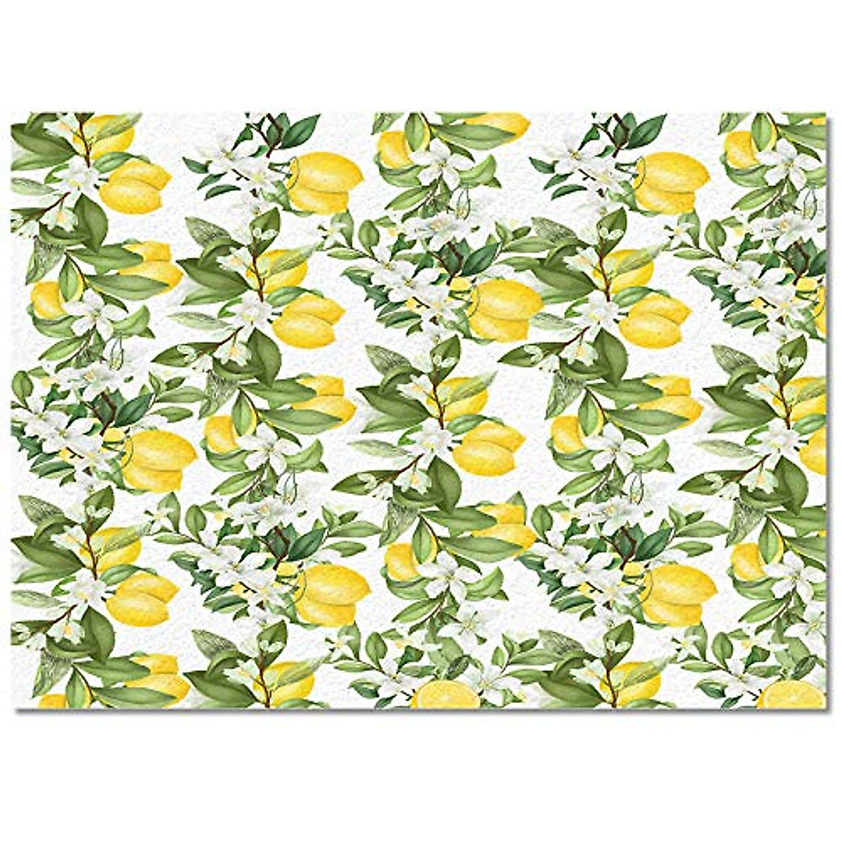 Rustic Spring Lemon with Leaves Filling Area Rug for Bed Room, 3' x 5' Indoor Accent Rugs Non-Skid Kitchen Runner, Yellow Summer Floral Bathroom Rugs Modern Floor Mats Washable Throw Carpet