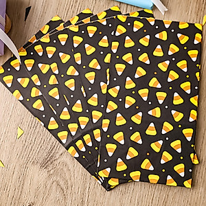 JOHOUSE 54PCS Party Favor Bags, Halloween Treat Bags Candy Corn Goodie Bags with Stickers Trick or Treat Bags for Kids Halloween Party Supplies 4.7" x 3.1" x 8.7"