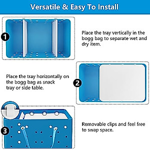 2 Pack Divider Tray for Bogg Bag Beach Bag Organizer Tray Compatible with BOGG BAG X Large Accessories Insert Tray for Organizing and Dividing Space-White