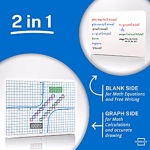 Scribbledo Dry Erase XY Axis Graph Lap Boards 9” X 12” for Student and Classroom Use Math White Board Double Sided White Board