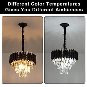 A AXILIXI Modern Crystal Chandeliers 3 Tiers Black and gold Pendant Light Fixtures 16” Round Flush Mount Chandeliers Ceiling lighting Dimmable for Living Room Dining Room Foyer Bedroom Kitchen
