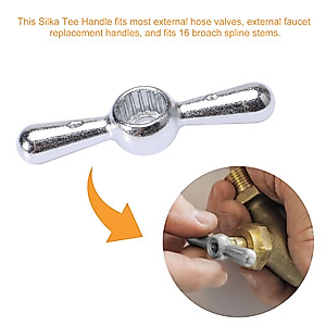 VIDABTE 01-5095 Hose Bibb Sillcock Tee Handle, Metal External Hose Faucet tee Handle, 16 Point Broach Faucet Switch (Silver - 2 pcs)