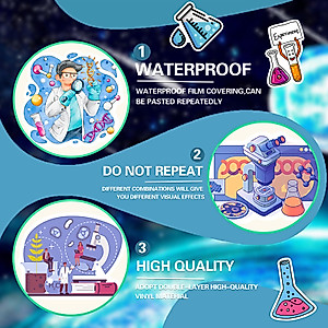 JYDanySoo Science Vinyl Stickers, 100 Pcs Waterproof Decals for Kids, Water Bottle, Laptop, Skateboard Stickers, Colorful Lab Designs