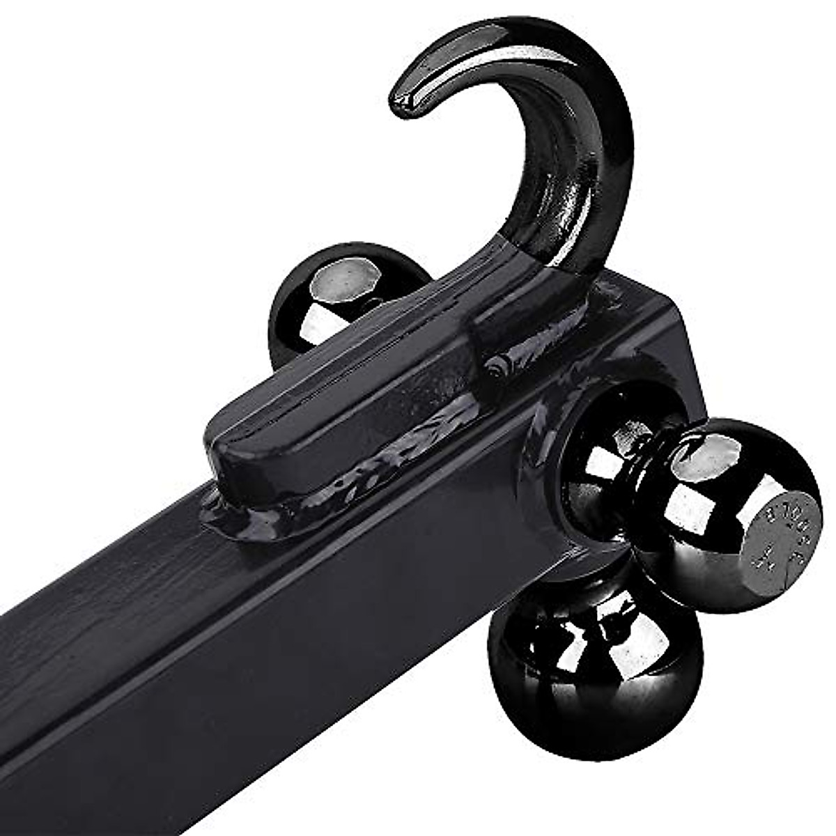 NBJINGYI 2" Trailer Hitch Tri Ball Mount with Hook 1-7/8", 2", 2-5/16" Black Plated Balls and Hook