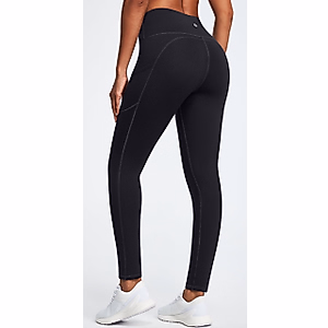 IUGA Fleece Lined Leggings with Pockets for Women Thermal Leggings for Women High Waisted Yoga Pants Winter Workout Leggings Black