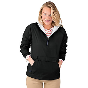 Charles River Apparel Wind & Water-Resistant Pullover Rain Jacket (Reg/Ext Sizes), Black, XL