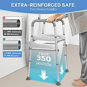 Raised Toilet Seat with Handles, Soft Padded Toilet Seat Risers for Seniors, Adjustable Width & Height Toilet Riser for Bariatric, Handicap, Heavy Duty Toilet Seat Riser, Fit Any Toilet