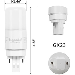 Silverlite [Plug&Play] Lengental 5w(13w CFL Equivalent) LED Stick PL Bulb GX23-2 Pin Base, 550LM, Cool White(5000k), Driven by 120-277V and CFL Ballast, UL Classified, 2 Pack
