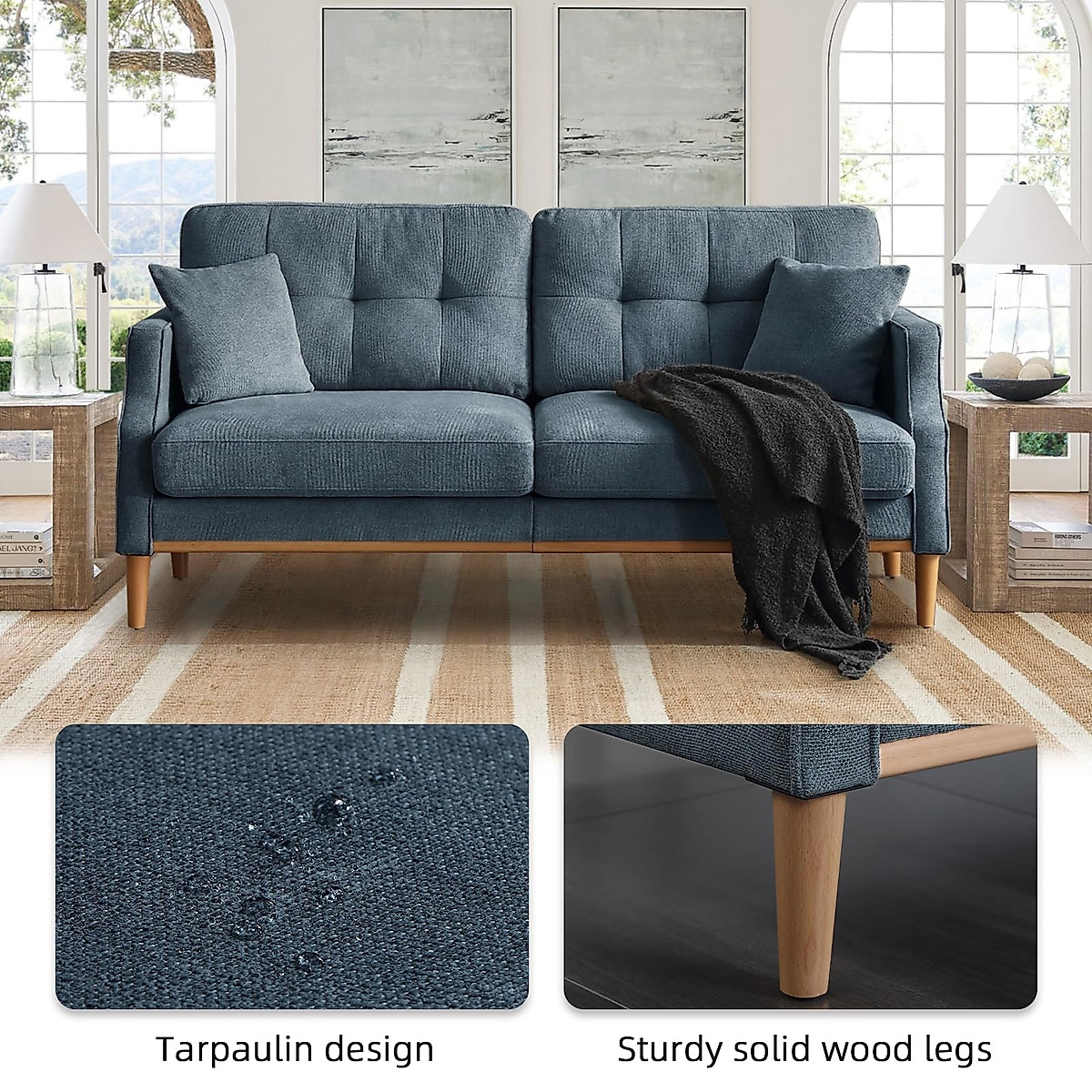 SoarFlash 70” Loveseat Sofa Couch for Living Room, Small Apartment Sofa for Small Spaces, Multifunctional Rechargeable Sofa, Multi-Person Fashion Sofa, Blue