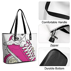 Womens Handbag Dog Leather Tote Bag Top Handle Satchel Bags For Lady