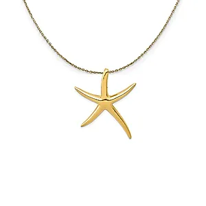 The Black Bow 14k Yellow Gold LG Polished Pencil Starfish (32mm) Necklace - 18 Inch