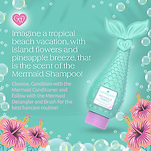 Glimmer Wish Mermaid Kids Shampoo, Paraben and Sulfate Free Shampoo for Soft and Manageable Hair, Kids Hair Care, Tropical Beach Scent, 12 Fl Oz