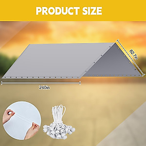 Wesnoy 12 x 20 ft Heavy Duty Canopy Replacement Cover Waterproof Carport Canopy Cover Garage Car Shelter Tarp Tent for Car Canopy with 50 Ball Bungees, Only Top Cover, Frame is Not Included